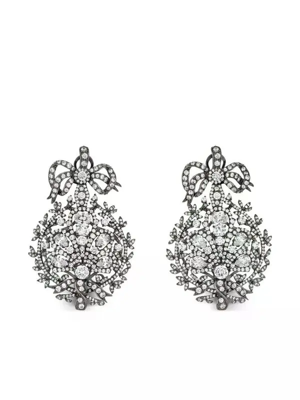 ANABELA CHAN 18kt Black Gold Mirage Diamond Dangle Earrings - Silver