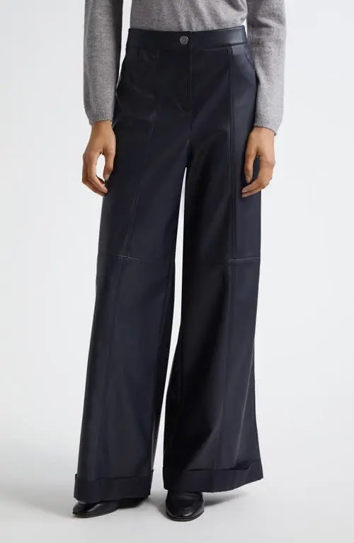 MM BY MAX MARA Mm Marina Faux Leather Wide Leg Pants