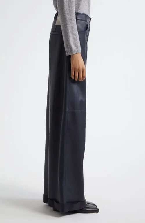 MM BY MAX MARA Mm Marina Faux Leather Wide Leg Pants