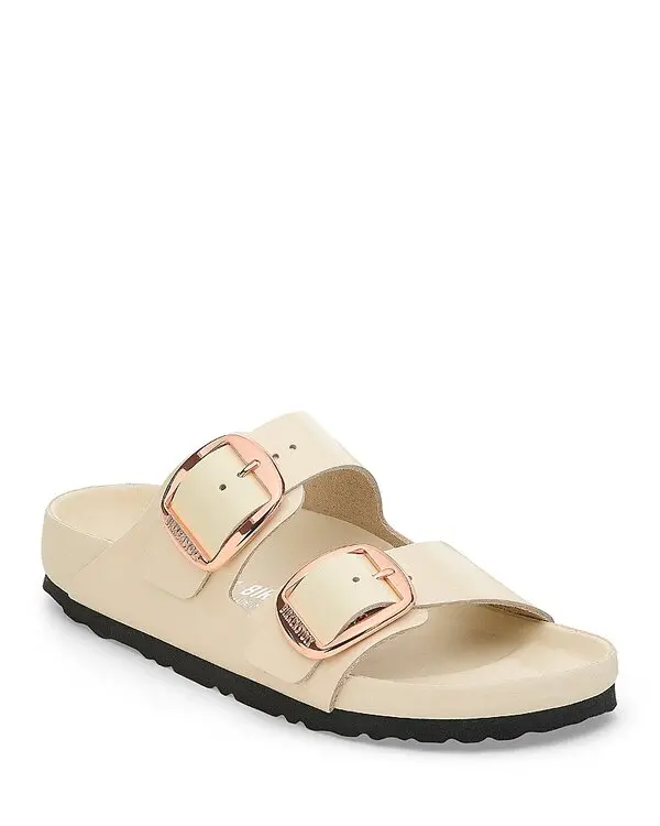 BIRKENSTOCK Arizona Big Buckle High Shine Leather Sandals - Beige