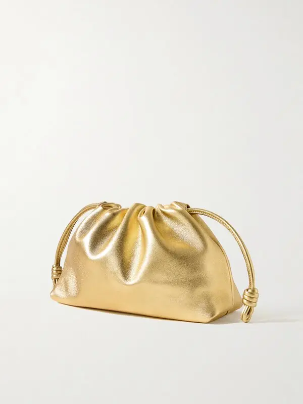 Loewe Flamenco Metallic Leather Clutch - Gold