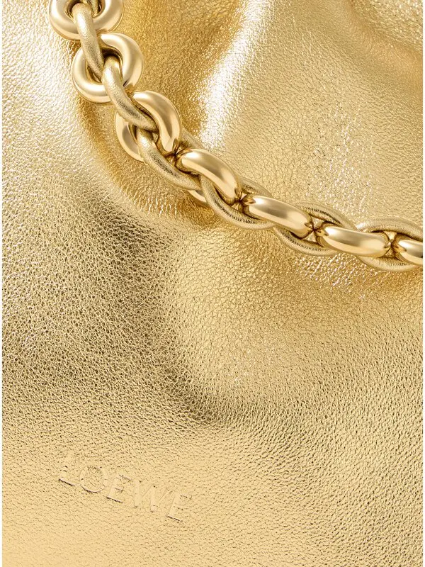 Loewe Flamenco Metallic Leather Clutch - Gold