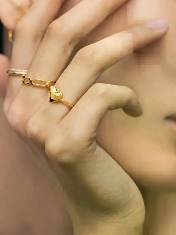 Monica Vinader Heart Stacking Ring - Gold