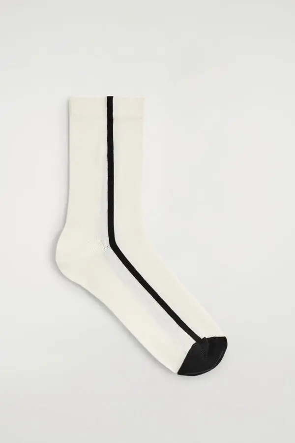 Cos Striped Cotton-blend Socks - White
