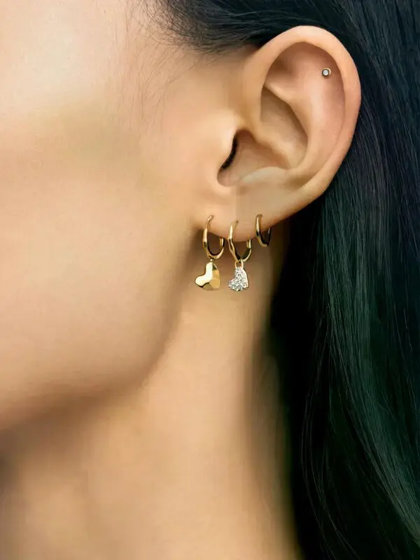 Monica Vinader Mini Heart Diamond Huggie Earrings