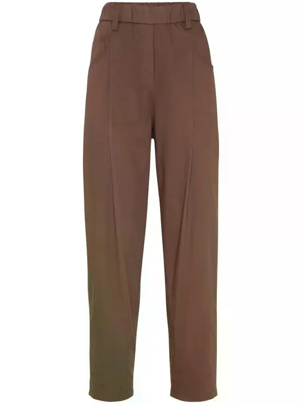 Brunello Cucinelli Straight Leg Trousers With Monili Chain Detail - Brown