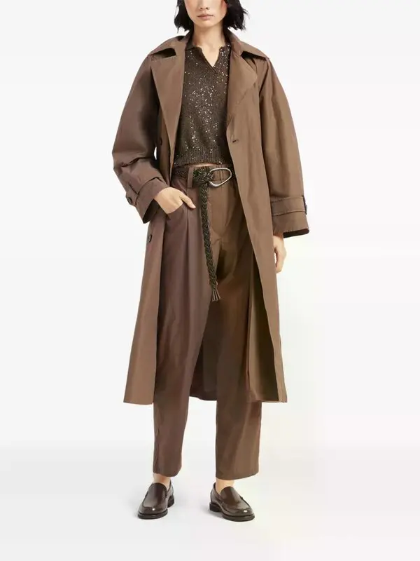 Brunello Cucinelli Straight Leg Trousers With Monili Chain Detail - Brown