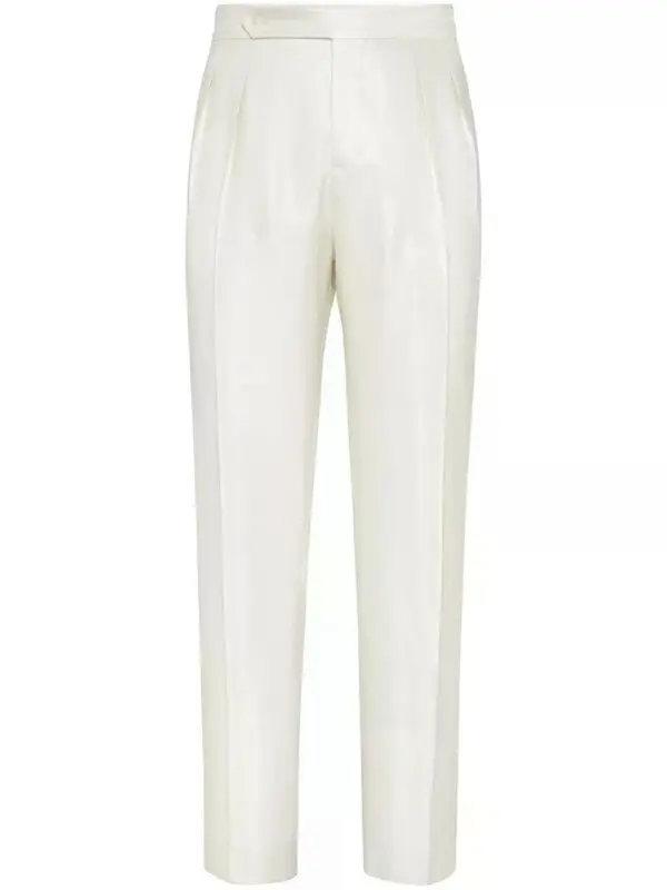 Brunello Cucinelli Pleat-detail Tuxedo Trousers - Neutrals