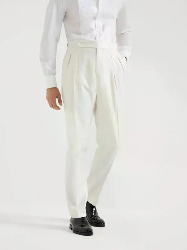 Brunello Cucinelli Pleat-detail Tuxedo Trousers - Neutrals