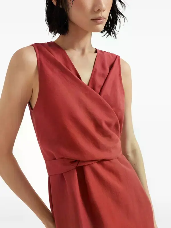 brunello cucinelli red dress BRUNELLO CUCINELLI POPLIN RED DRESS