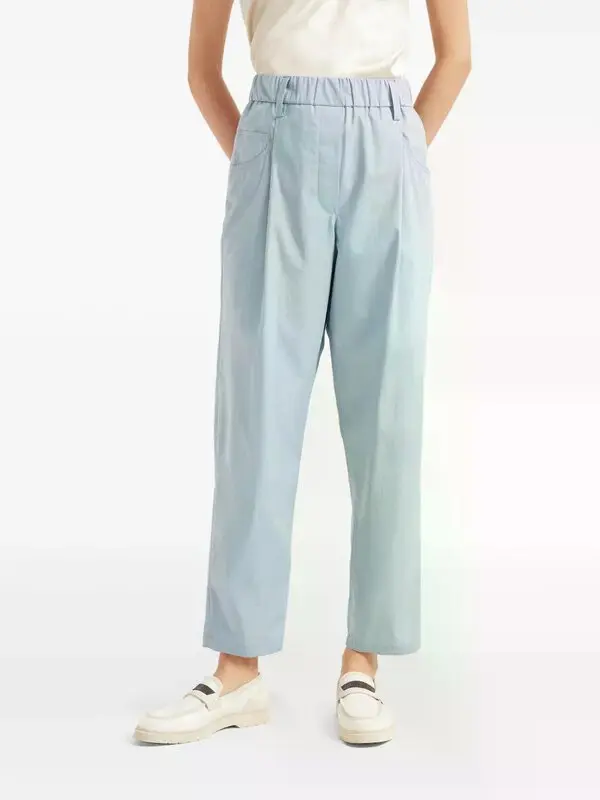Brunello Cucinelli Monili Chain-detail Straight-leg Trousers - Blue
