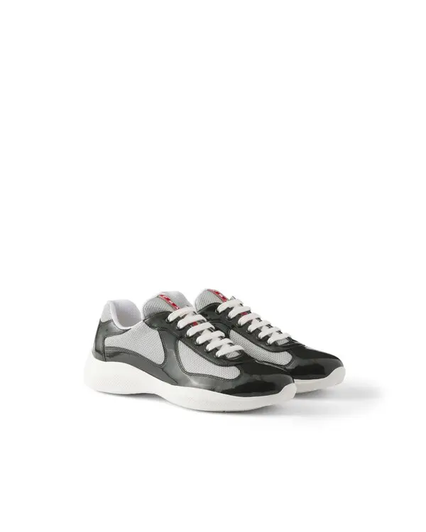 Prada America's Cup Sneakers In Patent Leather And Technical Fabric - Grey
