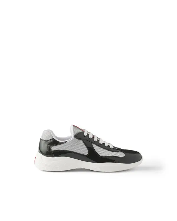 Prada America's Cup Sneakers In Patent Leather And Technical Fabric - Grey