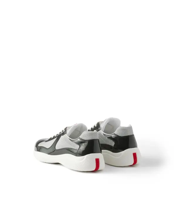 Prada America's Cup Sneakers In Patent Leather And Technical Fabric - Grey