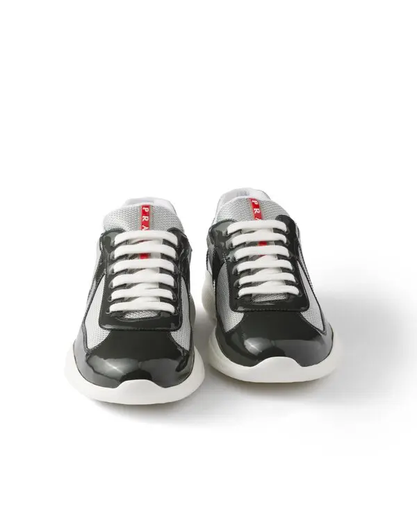 Prada America's Cup Sneakers In Patent Leather And Technical Fabric - Grey