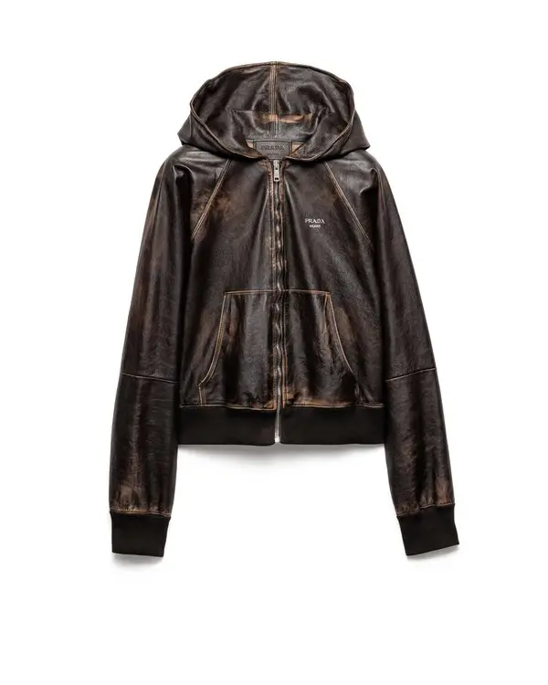 Prada Nappa Leather Hoodie Jacket