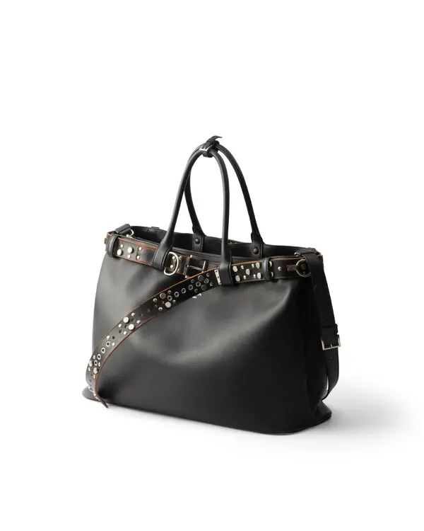Prada Studded Belt Leather Bag