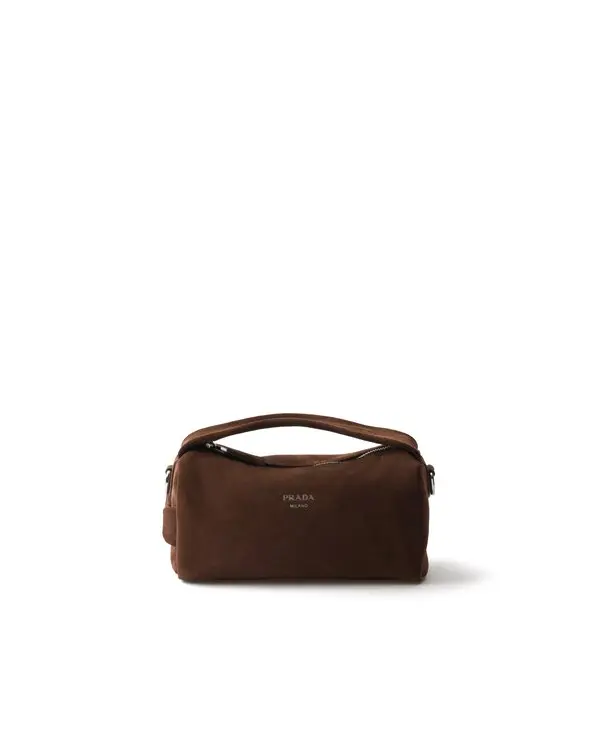 Prada Suede Leather Shoulder Bag - Brown