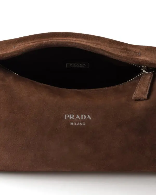 Prada Suede Leather Shoulder Bag - Brown