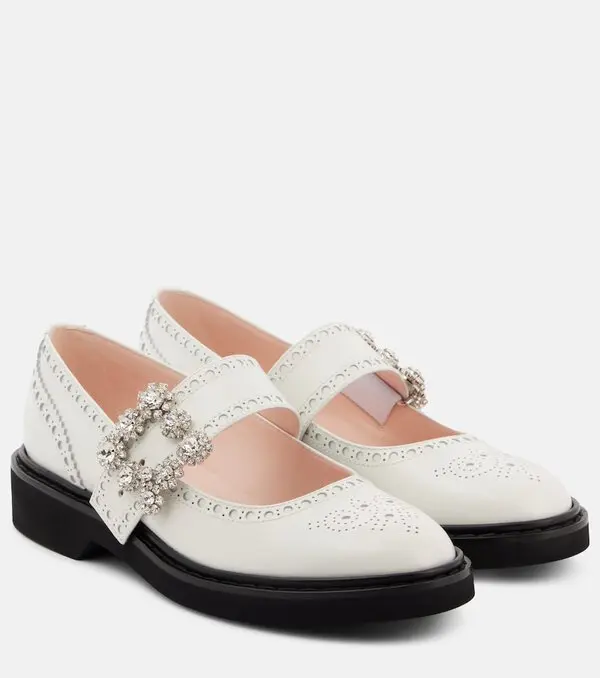 ROGER VIVIER Viv' Rangers Flower Mary Jane Flats - White