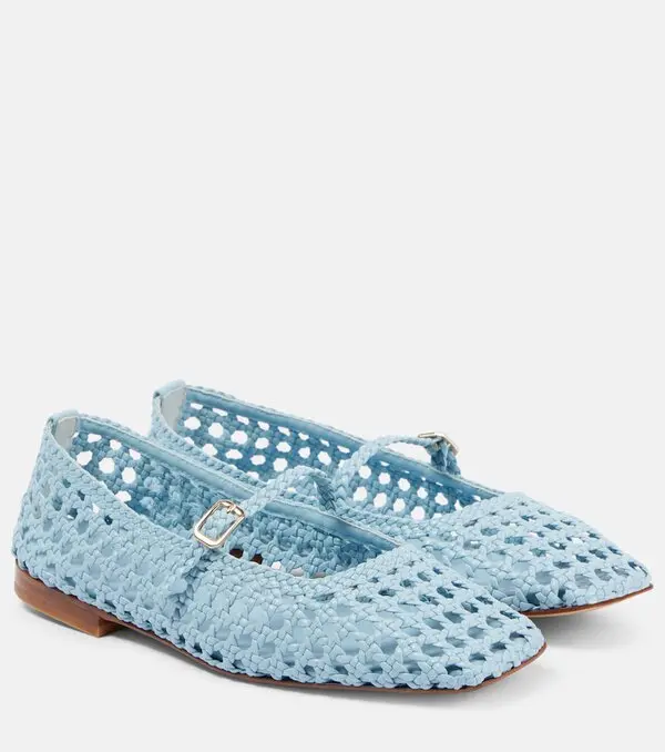 SOULIERS MARTINEZ Paris Woven Leather Ballet Flats - Blue