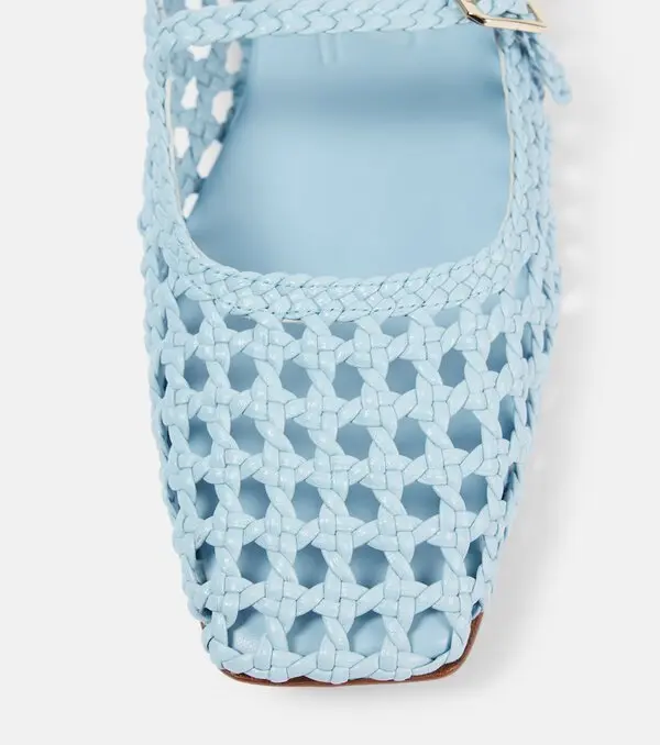 SOULIERS MARTINEZ Paris Woven Leather Ballet Flats - Blue