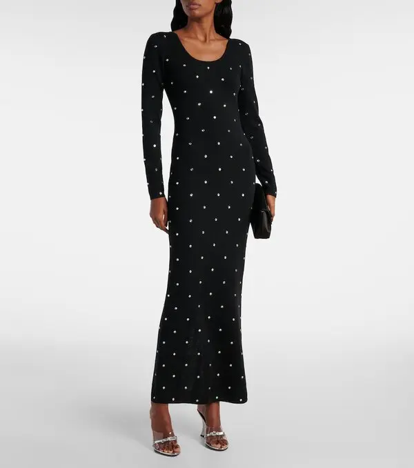 Versace Crystal-embellished Virgin Wool Midi Dress