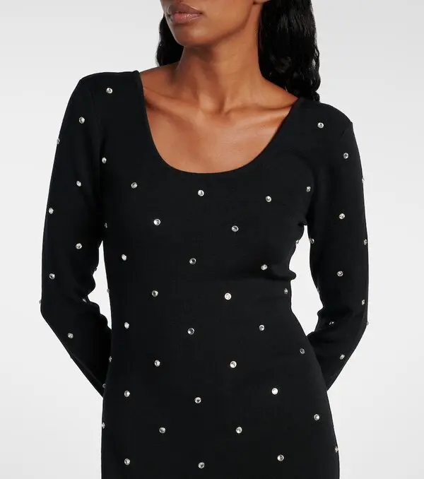 Versace Crystal-embellished Virgin Wool Midi Dress