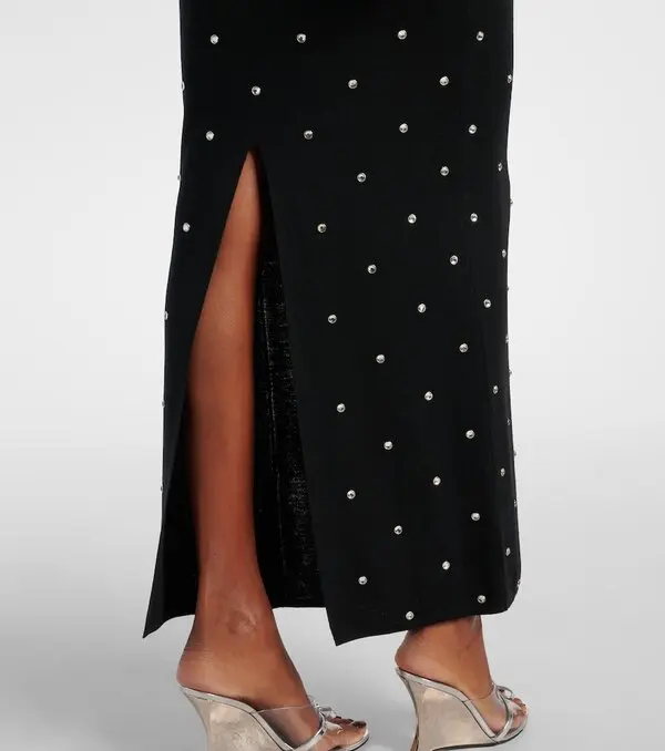 Versace Crystal-embellished Virgin Wool Midi Dress
