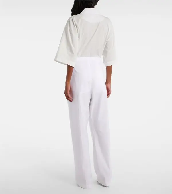 Khaite Trenton Wide-leg Cotton Poplin Pants