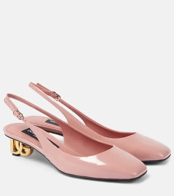 Dolce & Gabbana Jackie 40 Patent Leather Slingback Pumps - Pink