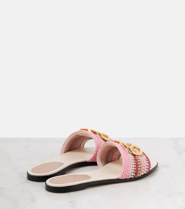 Valentino Garavani Vlogo Signature Crochet Slides - Pink