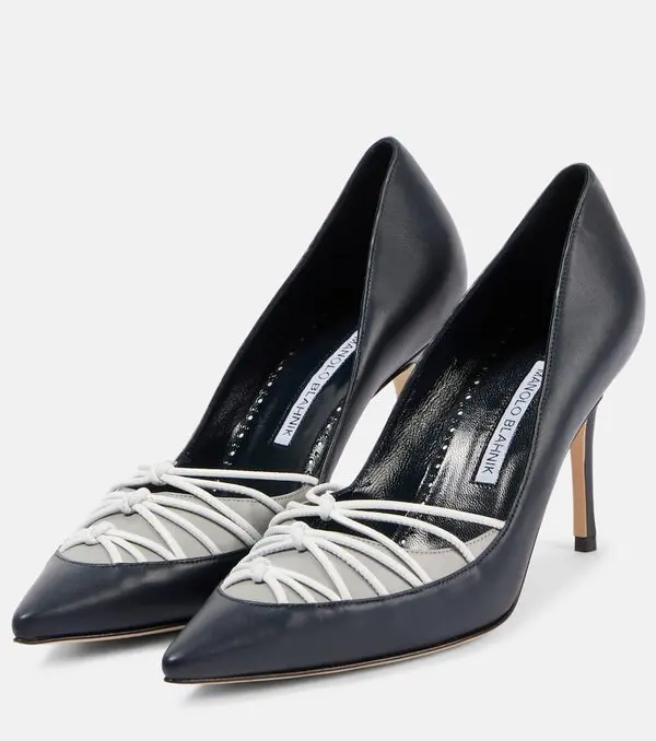 Manolo Blahnik Mareta 90 Leather Pumps
