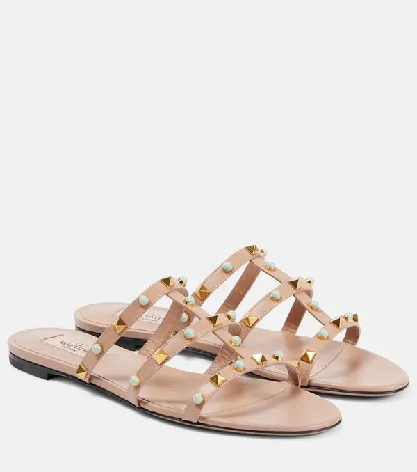 Valentino Garavani Rockstud Leather Sandals - Pink