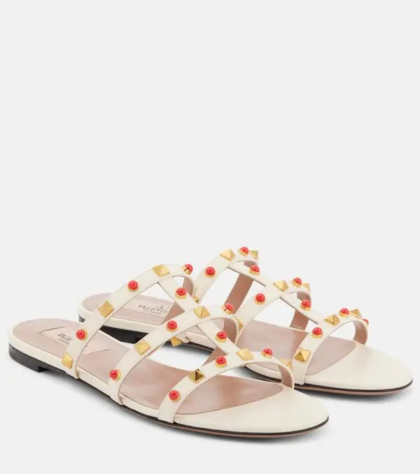 Valentino Garavani Rockstud Leather Sandals - White