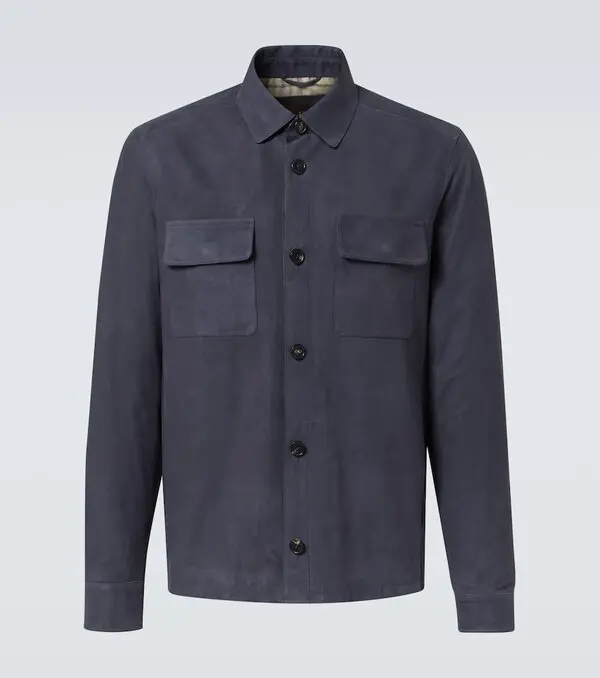 Loro Piana Lowe Suede Overshirt - Blue