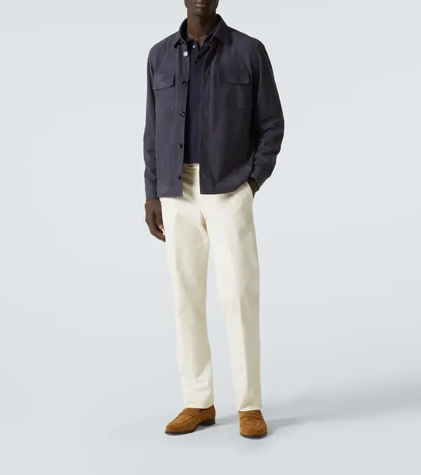 Loro Piana Lowe Suede Overshirt - Blue