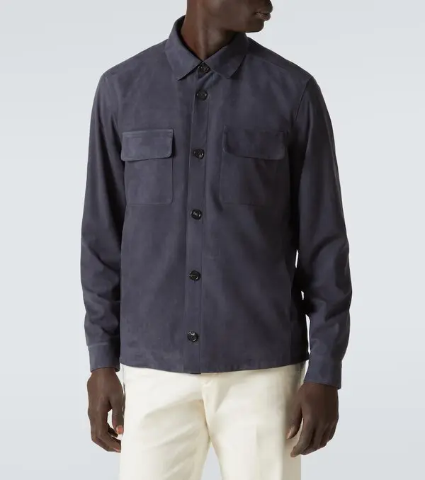 Loro Piana Lowe Suede Overshirt - Blue
