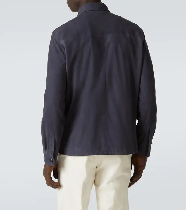 Loro Piana Lowe Suede Overshirt - Blue