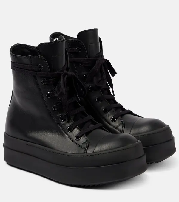 Rick Owens Mega Bumper Leather Sneakers - Black