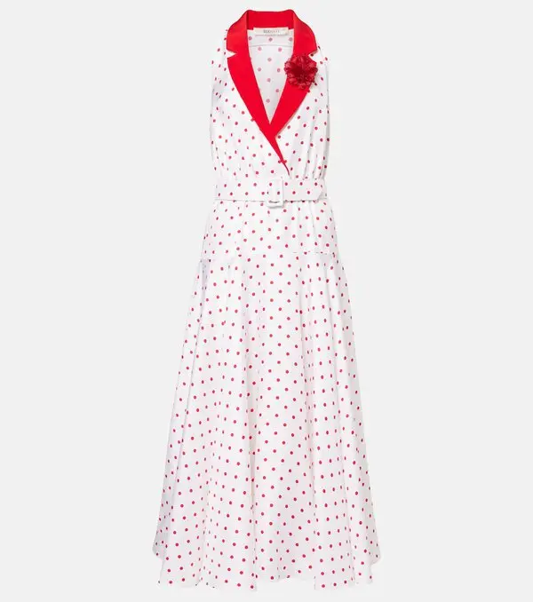 RODARTE Polka-dot Silk Twill Midi Dress - White