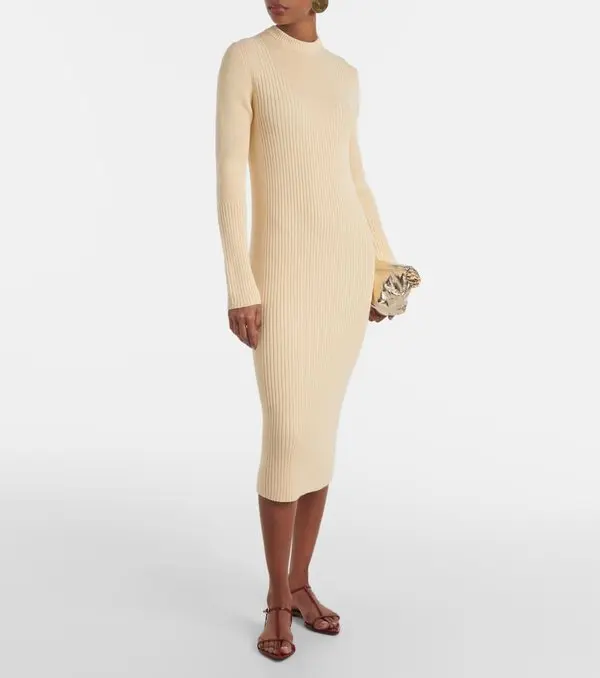 JIL SANDER Wool And Cotton Midi Dress