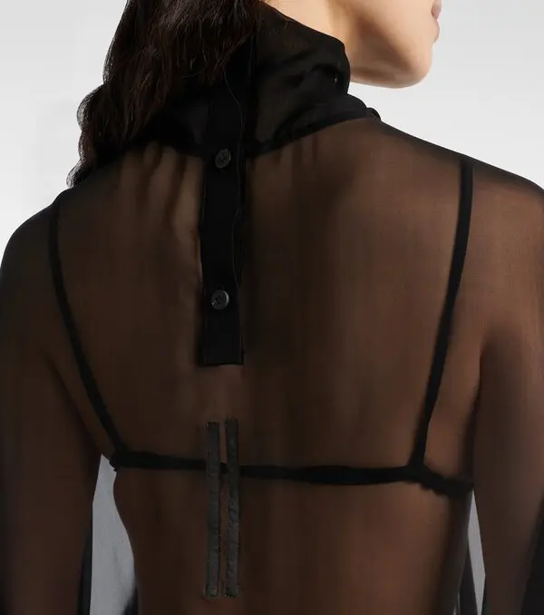 Rick Owens Hollywood Sheer Silk Chiffon Top