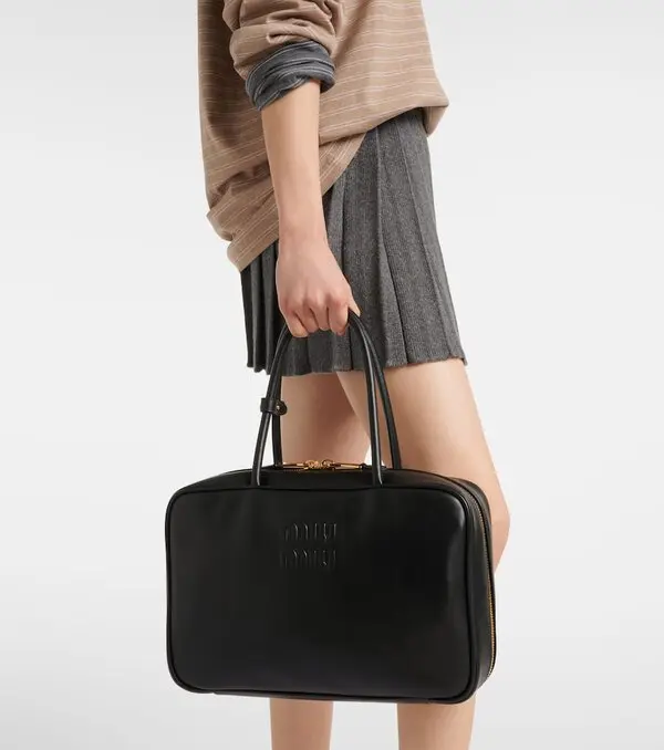 Miu Miu Medium Leather Tote - Black