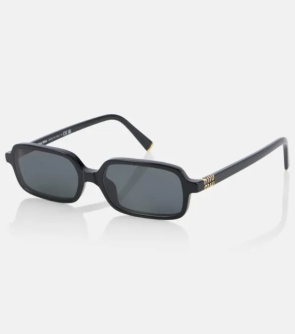 Miu Miu Rectangular Acetate Sunglasses - Black