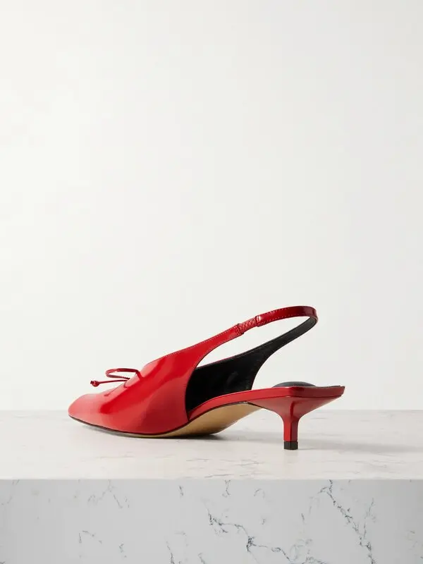 Jacquemus Cubisto Bow-embellished Leather Slingback Pumps