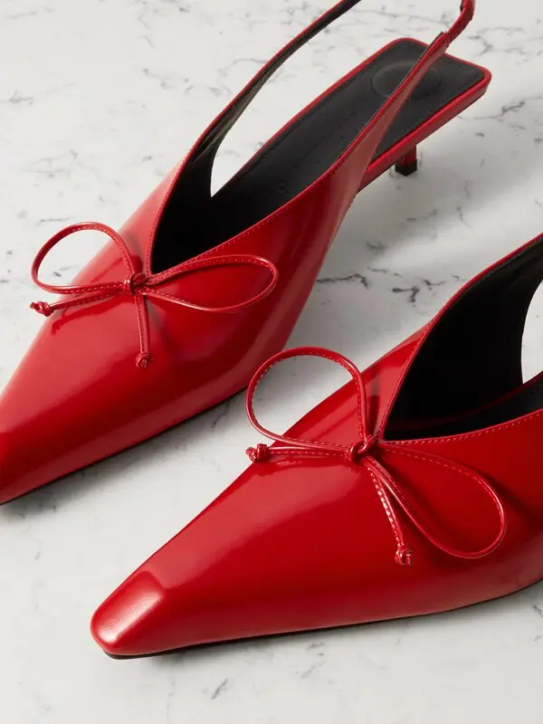 Jacquemus Cubisto Bow-embellished Leather Slingback Pumps