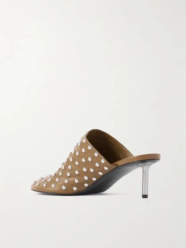 JIL SANDER Studded Leather Mules - Brown