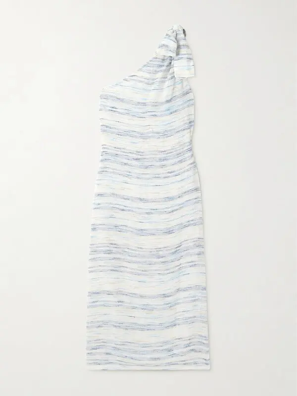 Lisa Marie Fernandez One-shoulder Striped Linen-blend Gauze Dress - White