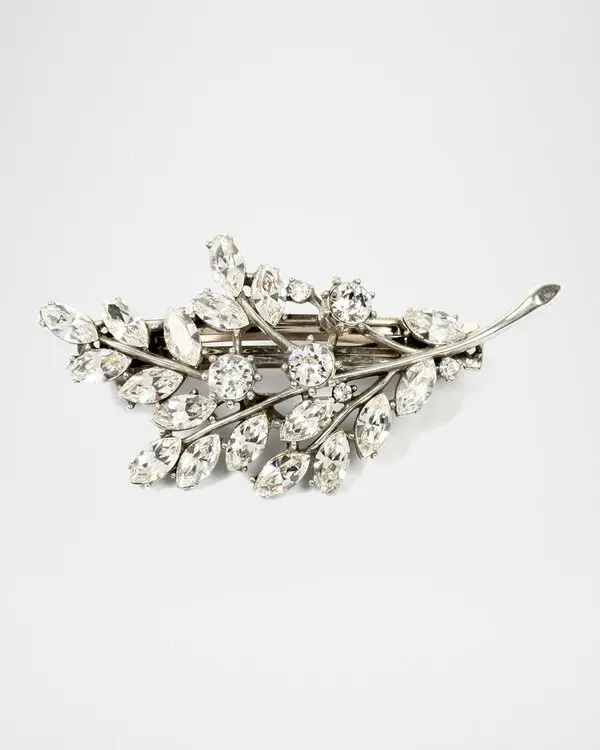 BEN-AMUN Crystal Leaf Barrette - Silver